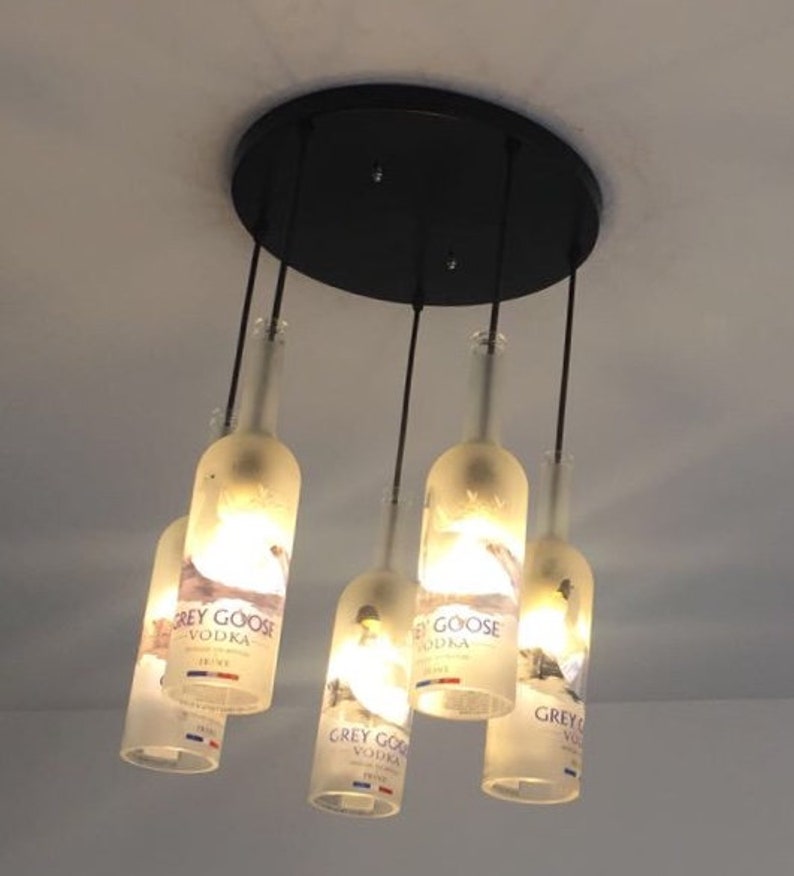 GREY GOSE VODKA Bottle Industrial Light Fixture - Chandelier - Ceiling ...