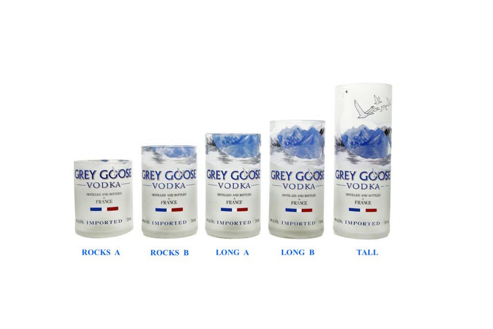 Grey Goose Vodka Glasses | Short | Medium | Long Tumblers- Made From ...
