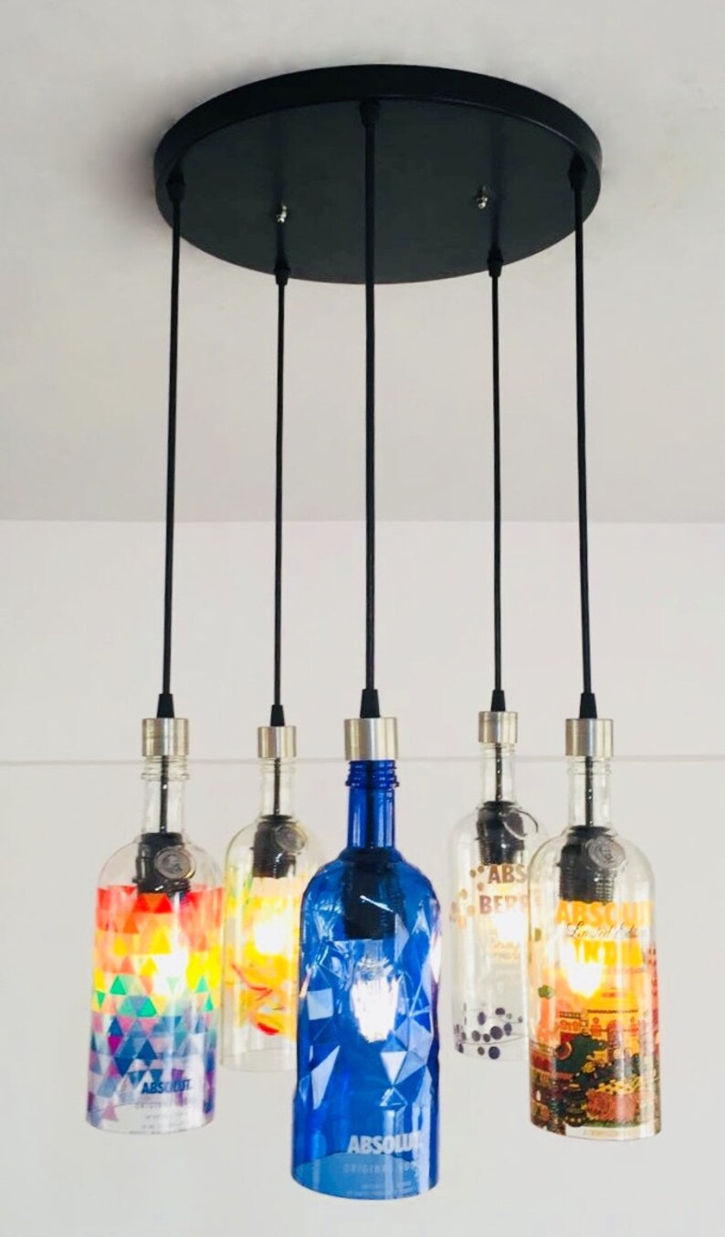 LIMITED EDITION Bottle Light fixture Colourful Absolut Vodka | Etsy
