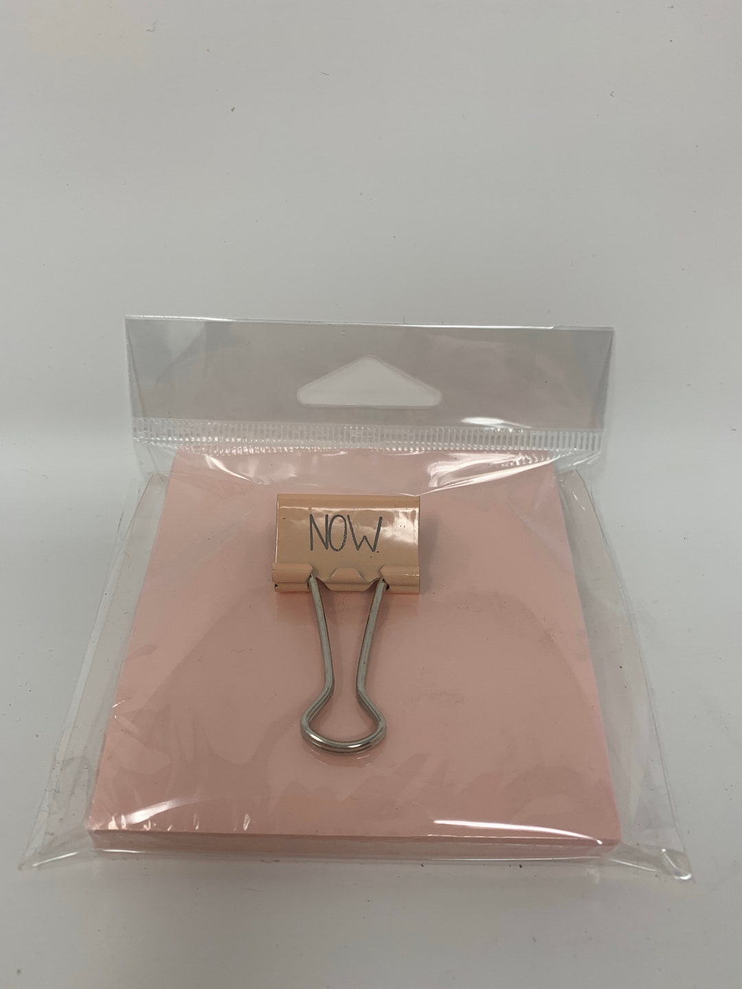 Pink Sticky Note Pad With “now” Binder Clip - Etsy