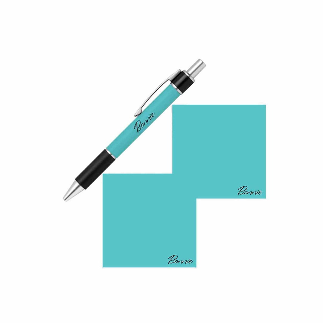 Personalized Misty Blue Post-it® Notes and Pen Set - Etsy