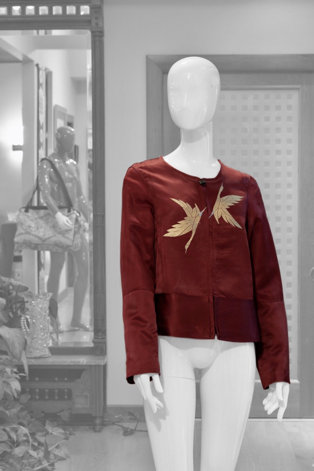Vintage SILK Obi Dress JACKET - U.S. M (size 12 - 14), Burgundy With ...
