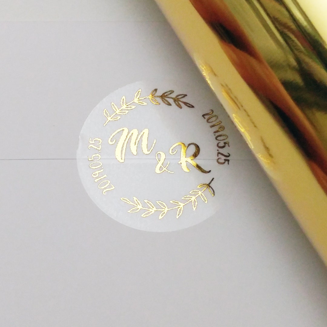 Foiled Round Wedding Labels, Wedding Favour Label, Foiled Envelope Seal ...