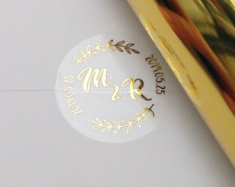 Foiled Round Wedding Labels Wedding Favour Label Foiled - Etsy