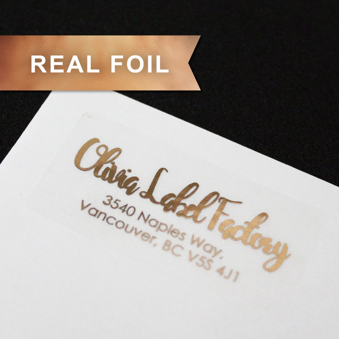 Custom Return Address Labels, Clear Foil Sticker, Rose Gold - Etsy