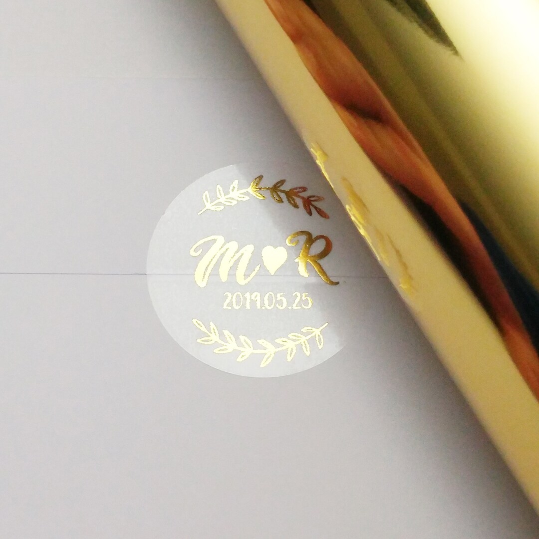 Foiled Round Wedding Labels, Wedding Favour Label, Foiled Envelope Seal ...