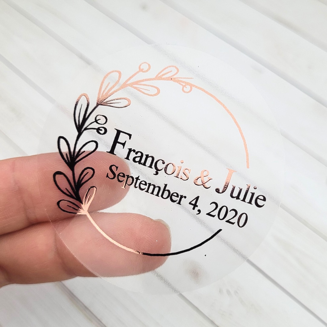 Personalized Clear Stickers for Wedding Favors & Envelopes Custom Gift ...
