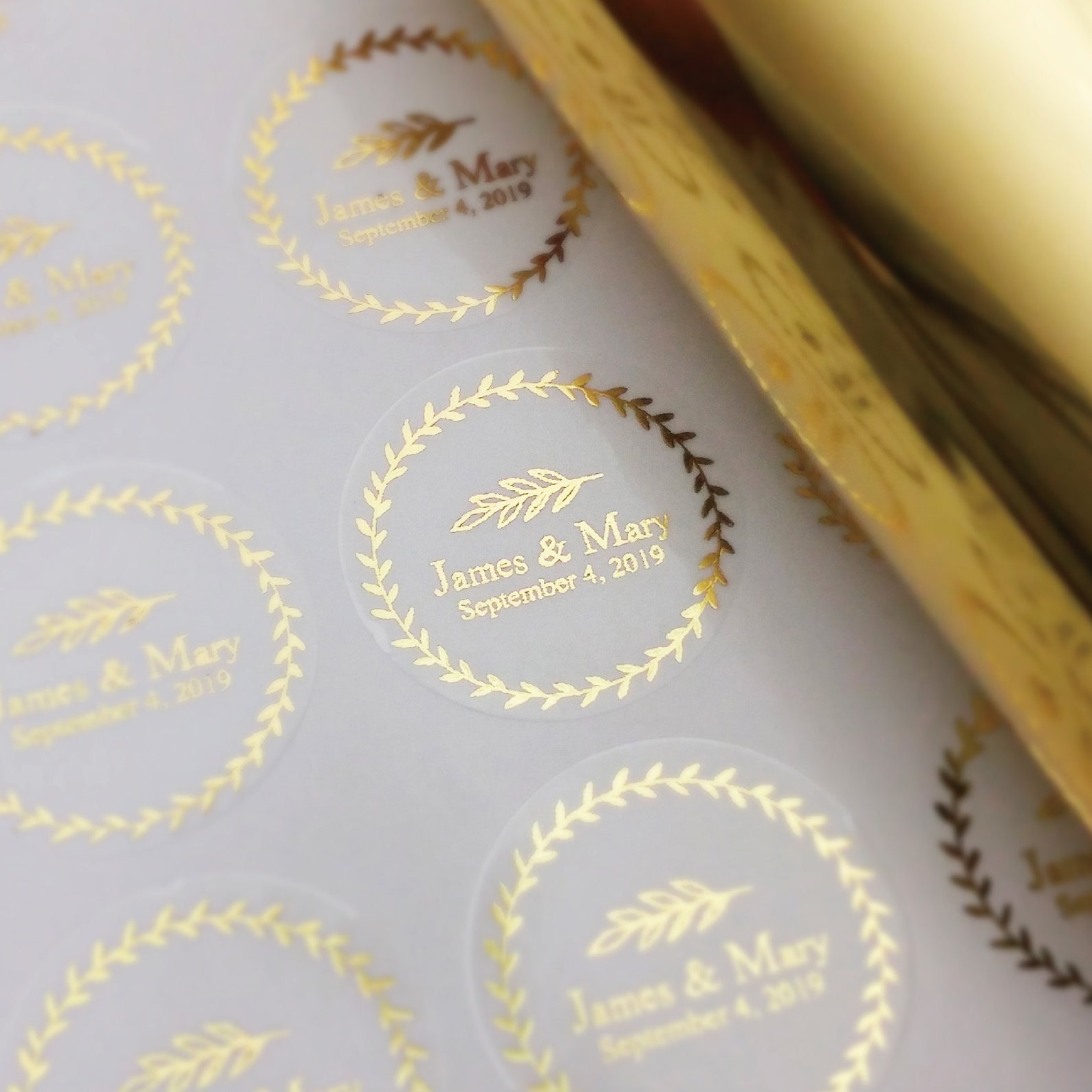 Foiled Round Wedding Labels Wedding Favour Label Foiled - Etsy