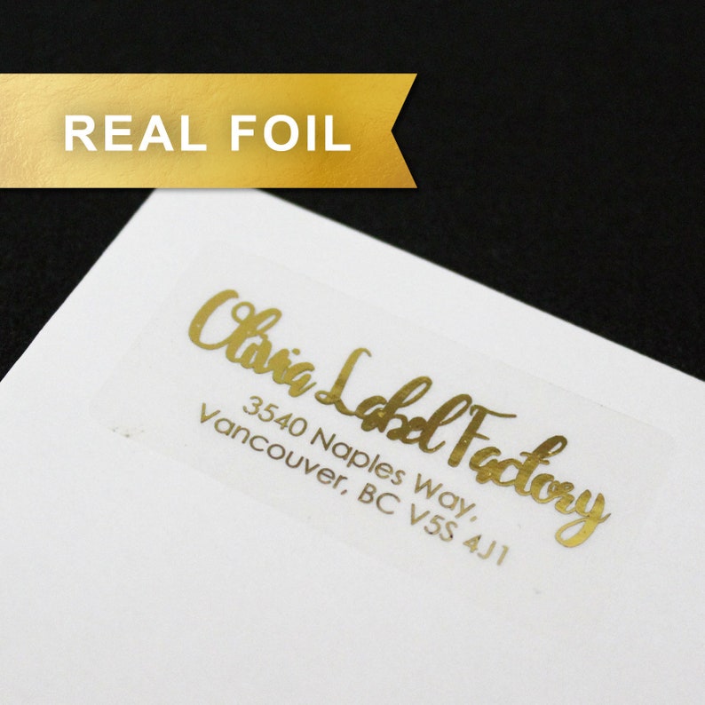 Gold Foil Return Address Labels Clear Label Return Address - Etsy Gold Foil Return Address Labels Clear Label Return Address - Etsy