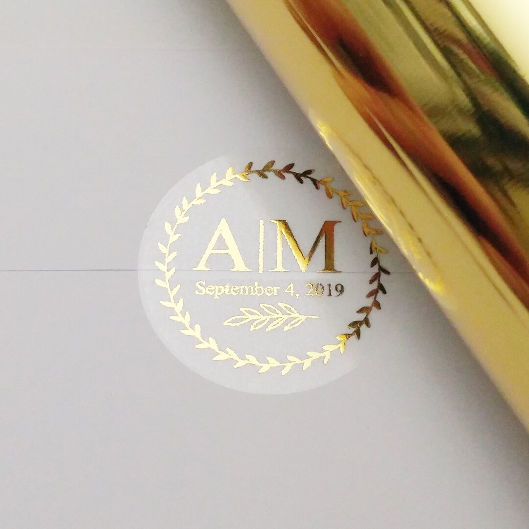 Foiled Round Wedding Labels, Wedding Favour Label, Foiled Envelope Seal ...