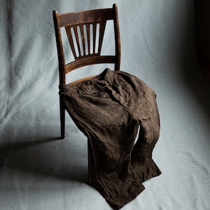 Men's Linen Natural Sackcloth Pants HEMINGWAY. Buttoned Trousers Grey ...