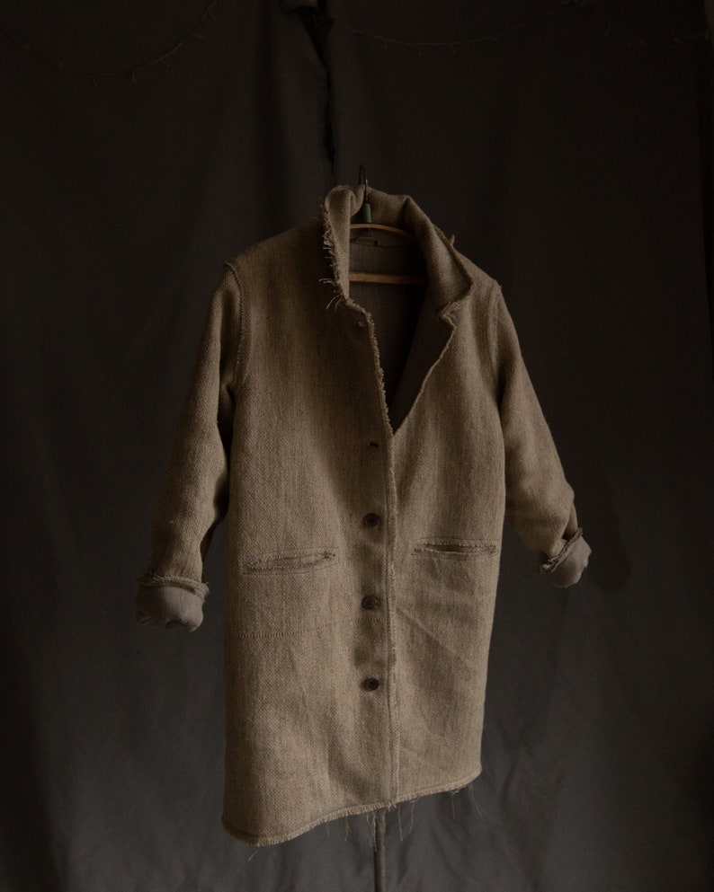 Undyed Men's Hemp and Wool Coat SIBERIA. Natural Grey - Etsy