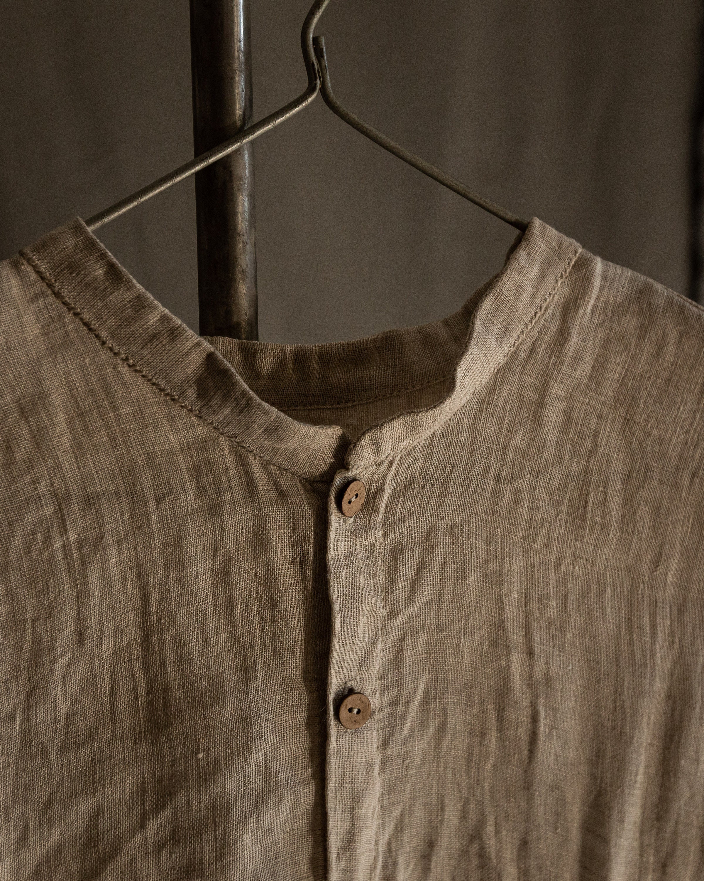 Men's Natural Grey Linen Shirt CLOUD With Finished Hems. | Etsy