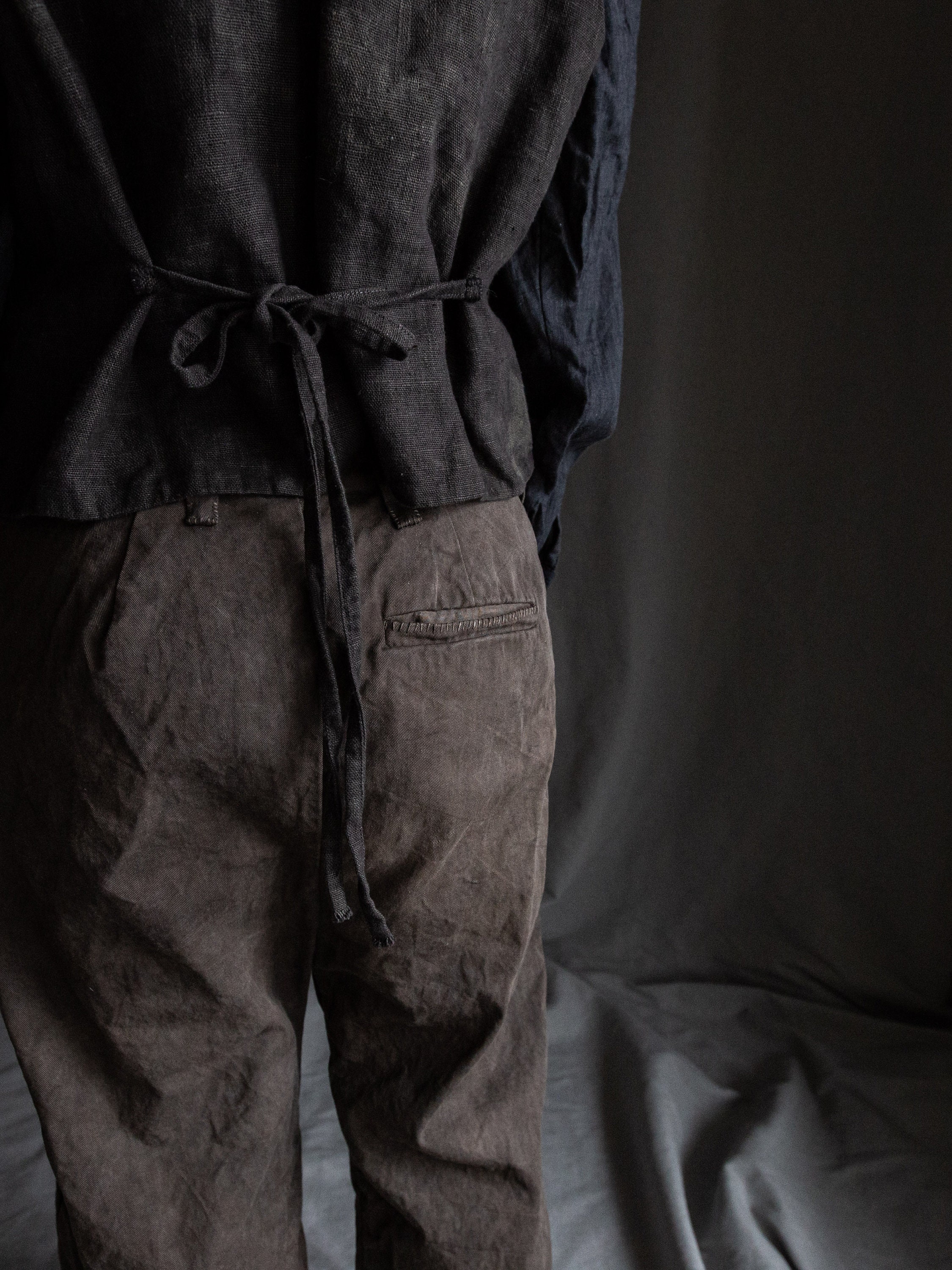 Grey Cotton Pants HEMINGWAY. Naturally Dyed Buttoned Trousers | Etsy