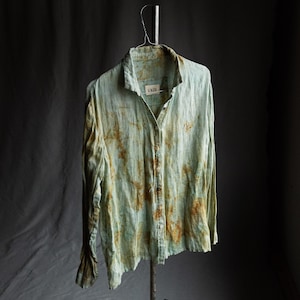 Hand Dyed Splotchy Shirt FADE. Semi Sheer Linen Women Vintage Blouse ...
