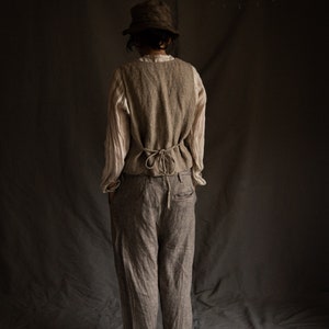 Grey Linen Pants HEMINGWAY. Buttoned Trousers Woolen Pants Linen Womens ...