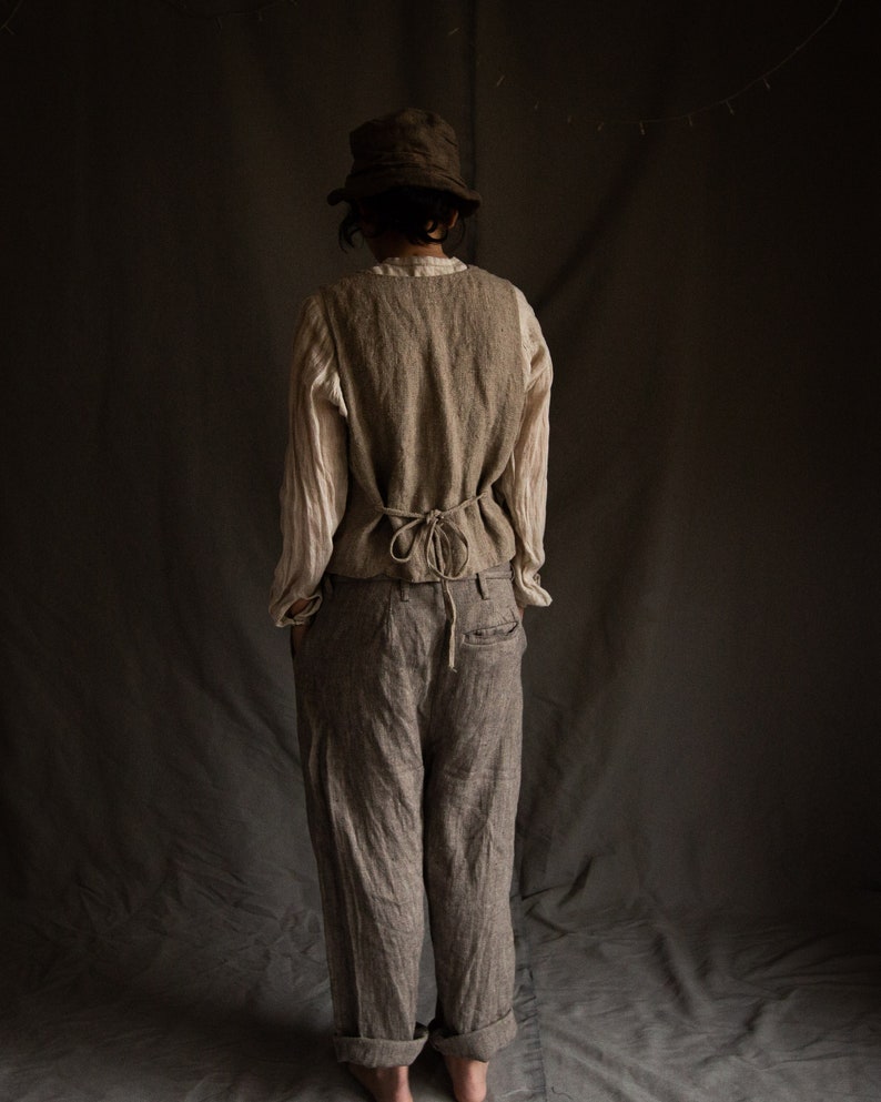 Grey Linen Pants HEMINGWAY. Buttoned Trousers Woolen Pants - Etsy