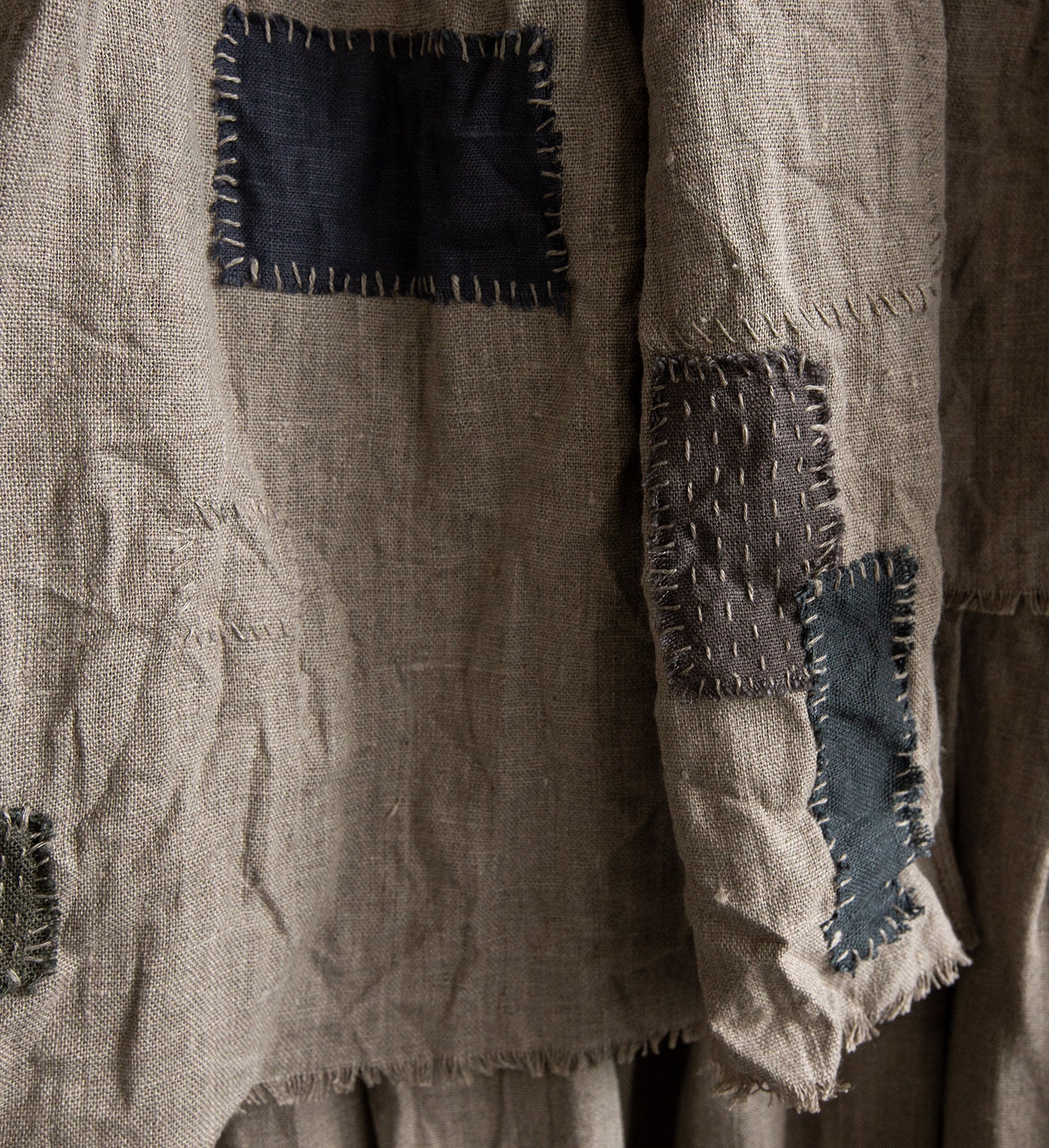 Heavy Linen Patched Scarf INSPIRATION. Linen Shawl Patchwork | Etsy