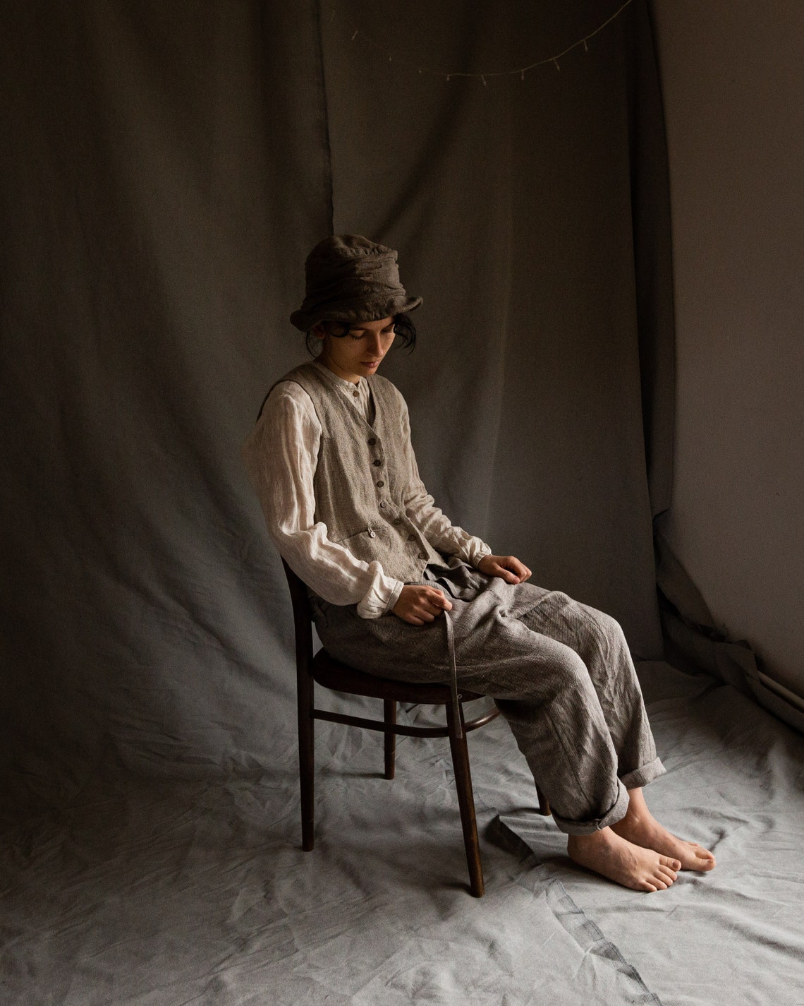 Grey Linen Pants HEMINGWAY. Buttoned Trousers Woolen Pants - Etsy