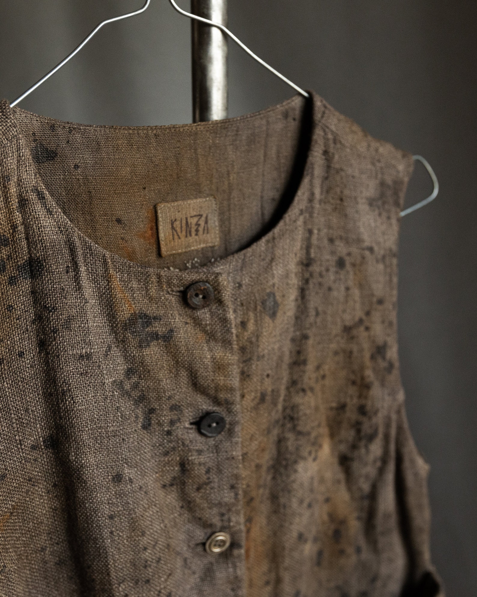Men's Rusty Linen Vest YOKO. Rust Grey Hand Dyed Splotchy - Etsy