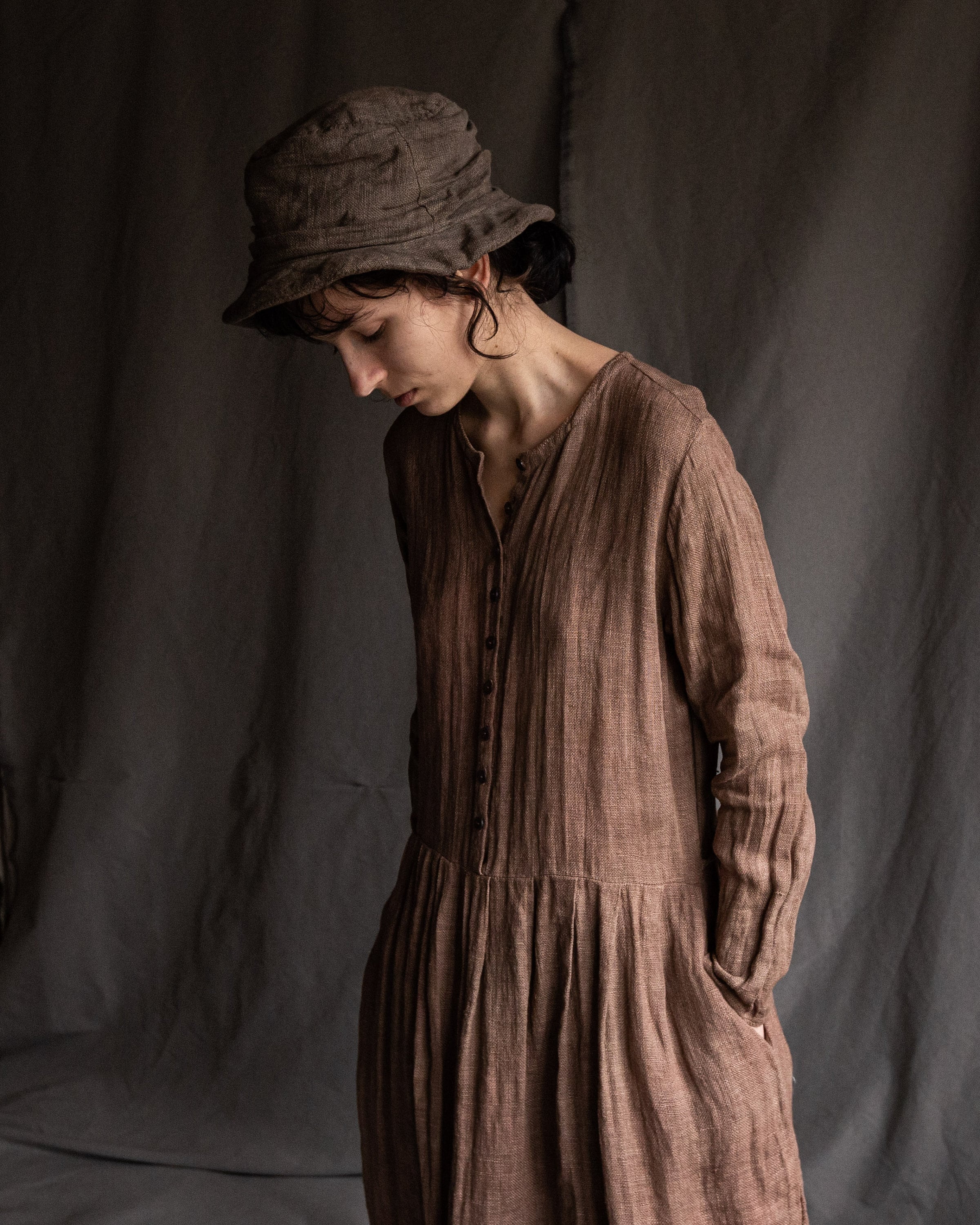 Naturally Dyed Linen Dress POEM. Linen Womens Clothing Flax - Etsy