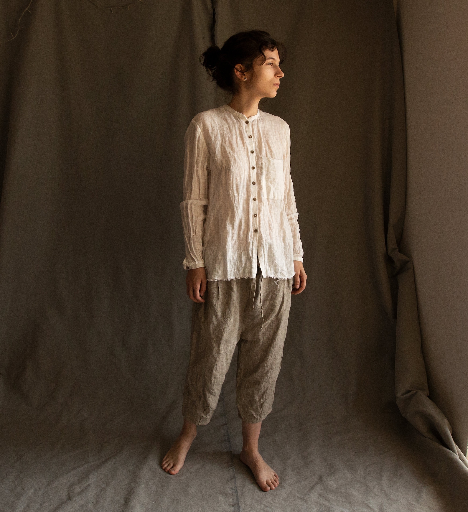 Linen Women's Sackcloth Pants MILL. Natural Grey Linen | Etsy