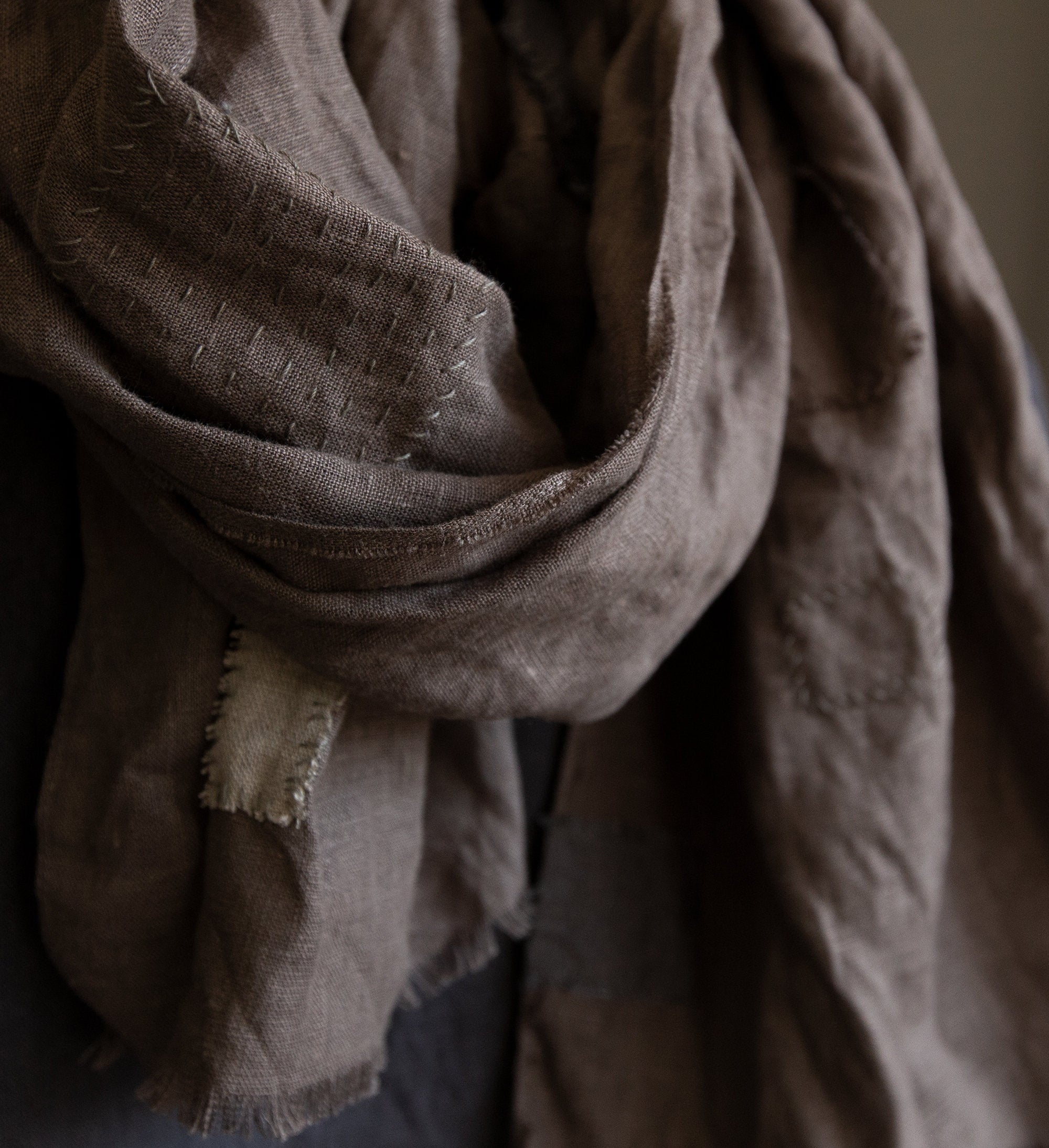 Brown Linen Patched Scarf INSPIRATION - Etsy