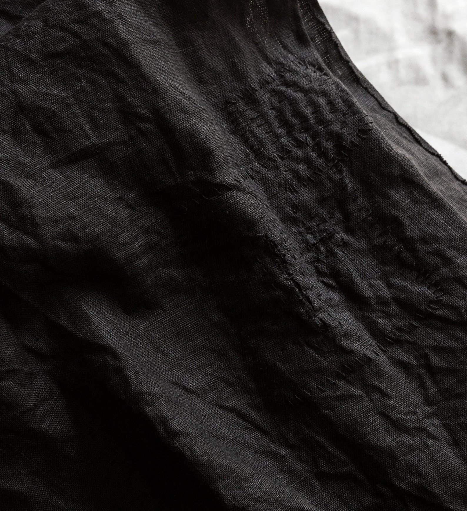 Black Linen Scarf Patched Linen Shawl Boro Linen Scarf Long - Etsy