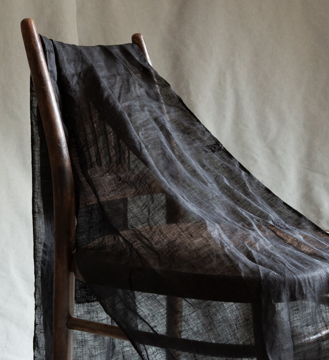 Black Witchy Linen Scarf NIGHT. Gothic Semi Sheer Scarf Boho - Etsy