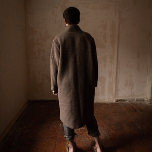 Brown Woolen Mens Coat TAIGA. Natural Wool Coat Trench Jacket - Etsy