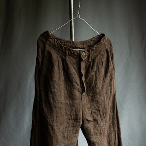 Men's Linen Natural Sackcloth Pants HEMINGWAY. Buttoned Trousers Grey ...