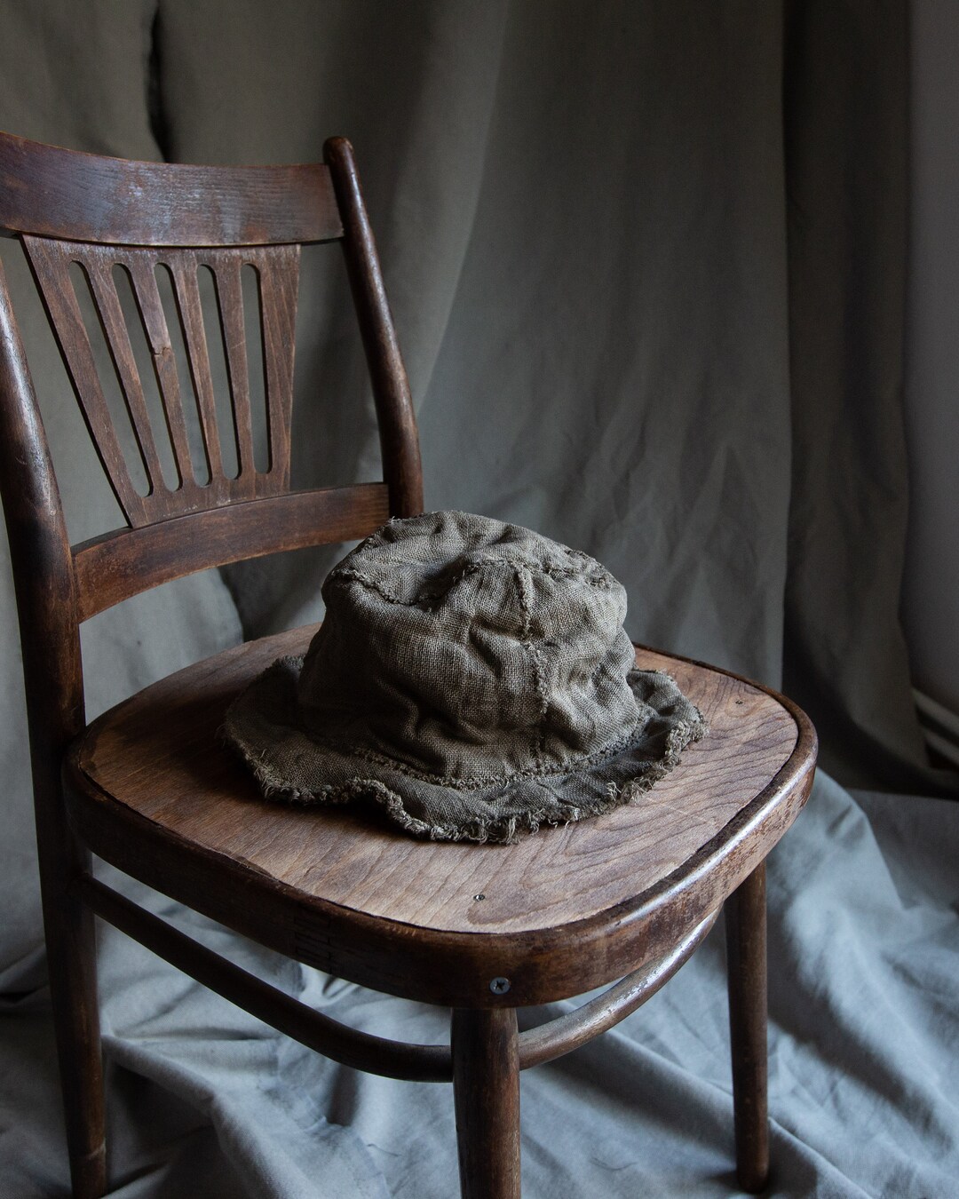 Naturally Dyed Grey Hat SHADOW. Rustic Peasant Sackcloth Gypsy - Etsy