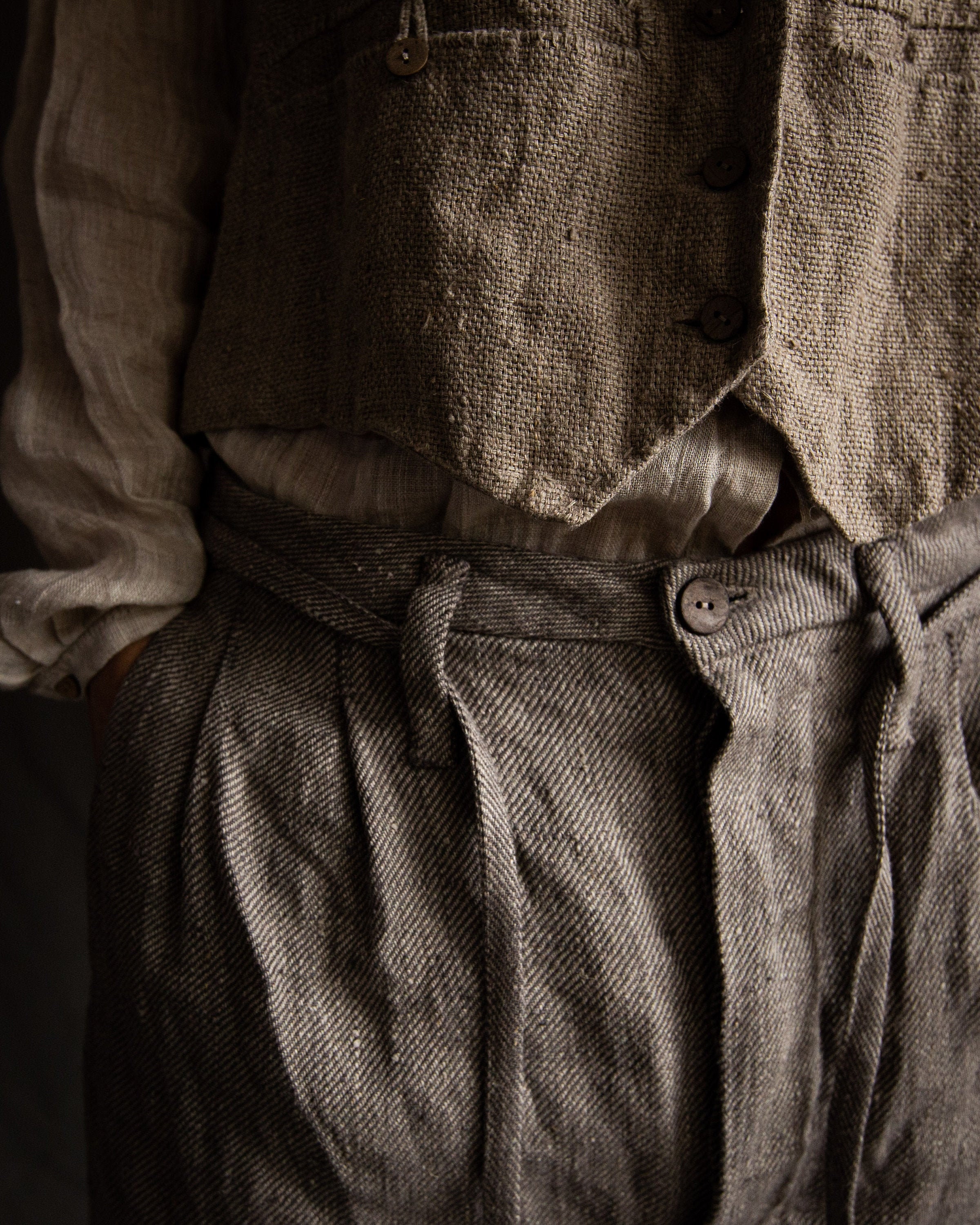 Grey Linen Pants HEMINGWAY. Buttoned Trousers Woolen Pants - Etsy