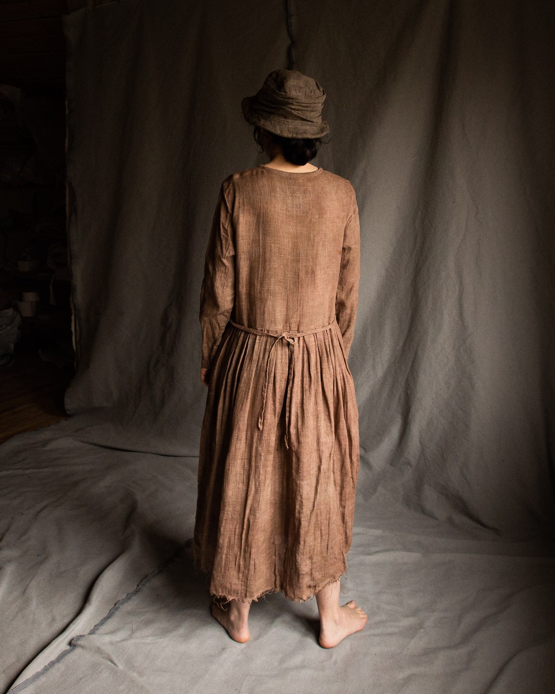 Naturally Dyed Linen Dress POEM. Linen Womens Clothing Flax - Etsy