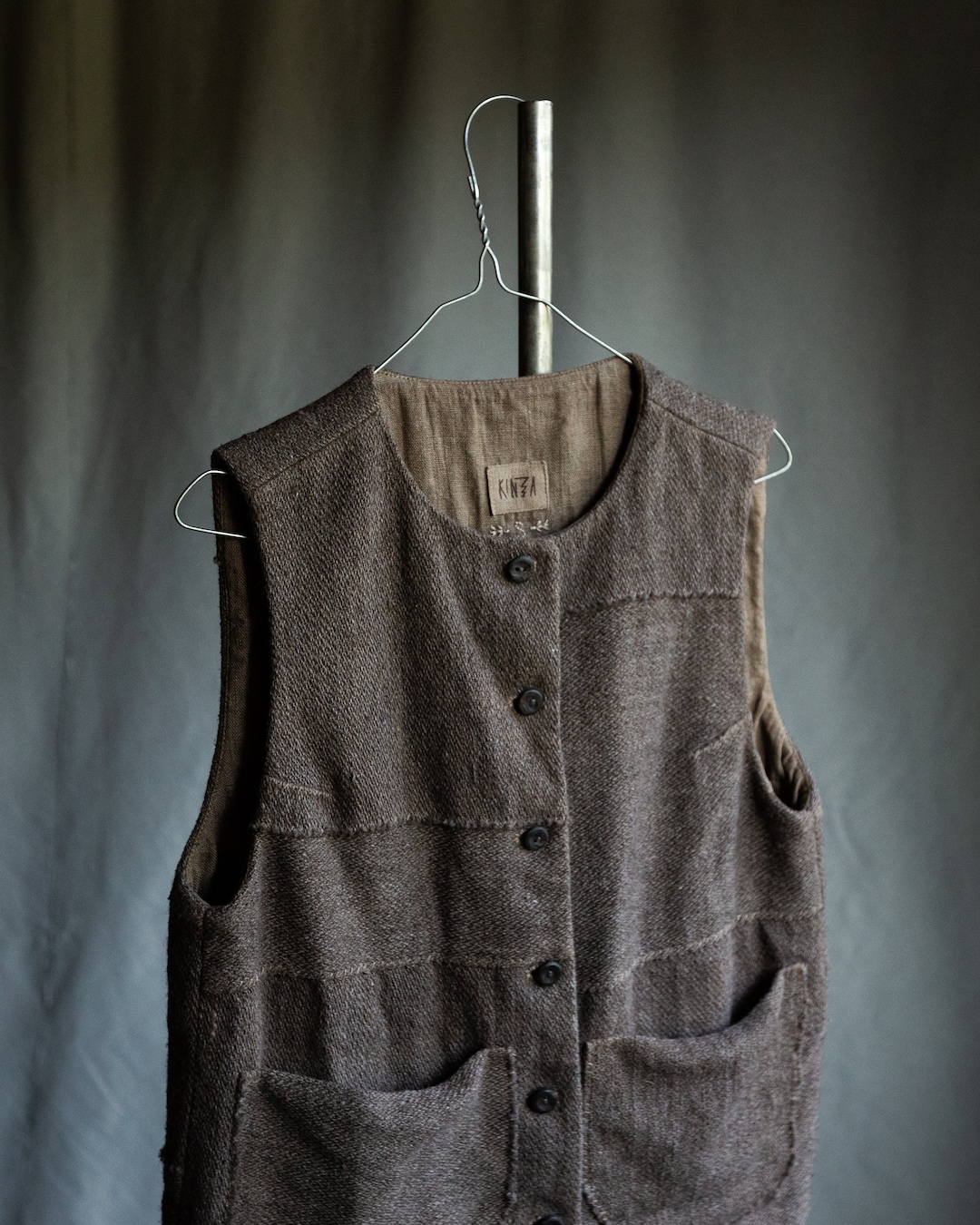 Men's Wool and Hemp Vest DUST. Grey Brown Warm Vest Woolen Vintage ...