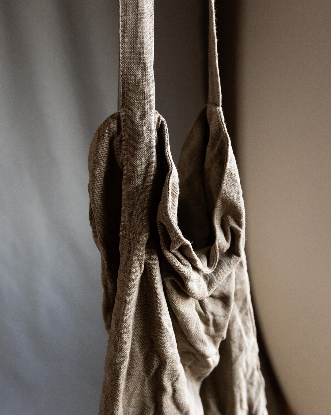 Linen Bag SACK. Farmers Market Linen Pouch Rustic Wrinkled Sand Grey ...