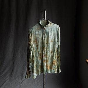 Hand Dyed Splotchy Shirt FADE. Semi Sheer Linen Women Vintage Blouse ...