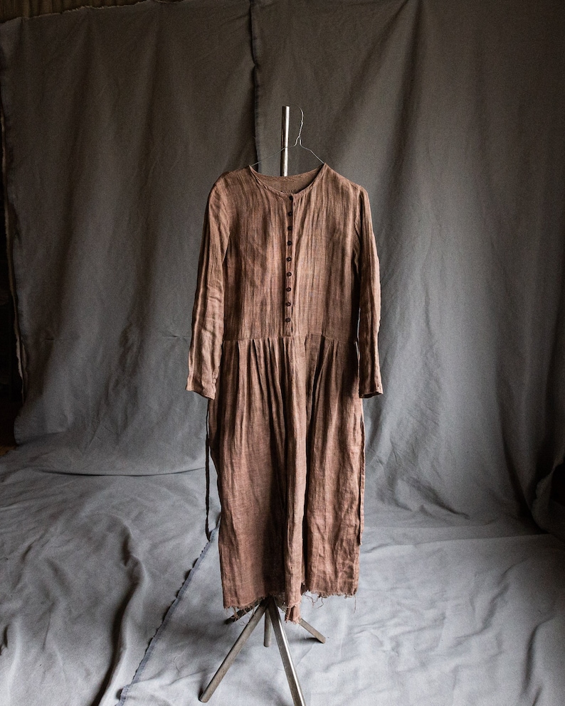 Naturally Dyed Linen Dress POEM. Linen Womens Clothing Flax - Etsy
