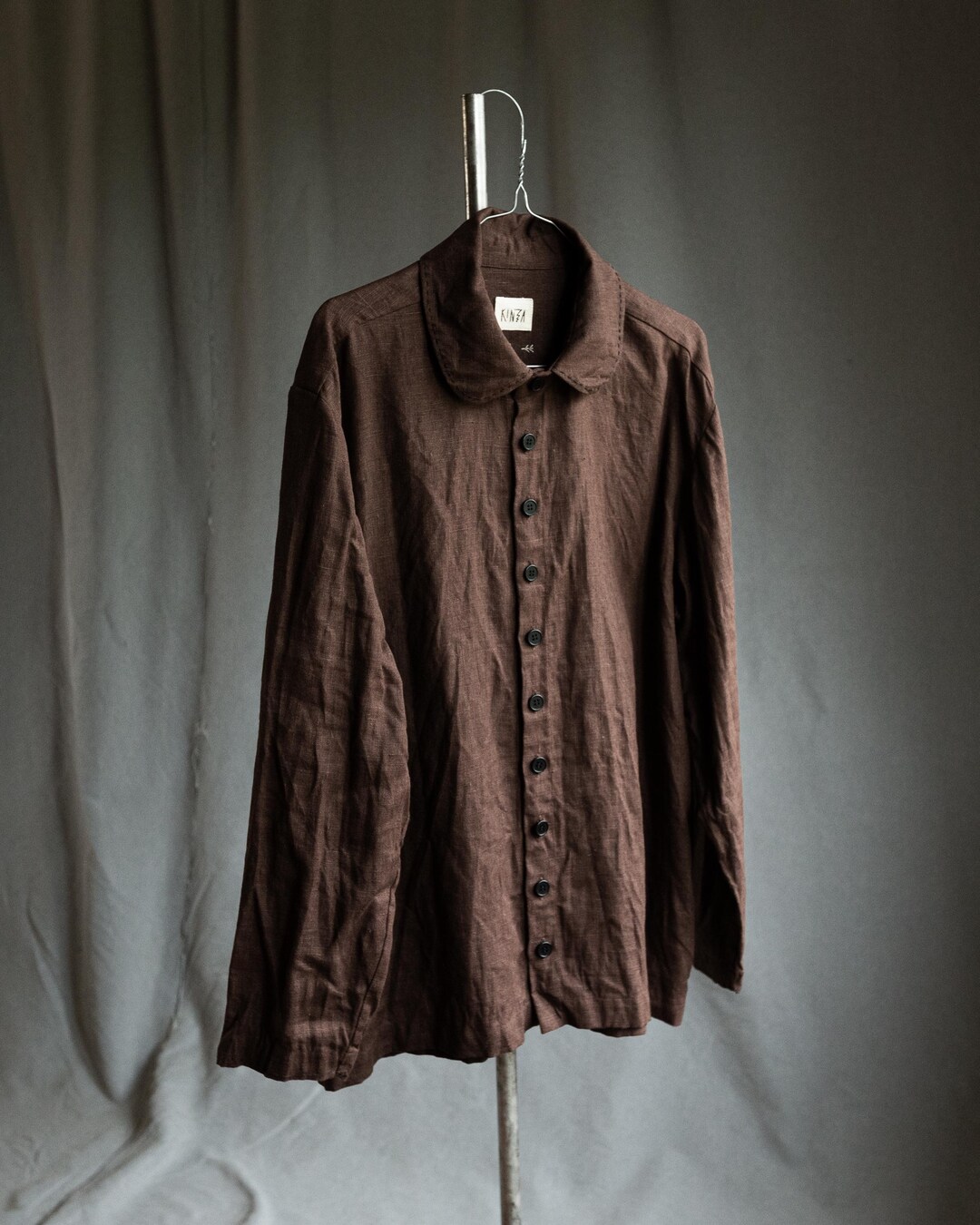 Men's Shirt JOHN, Chocolate Brown Medium Weight Linen - Etsy