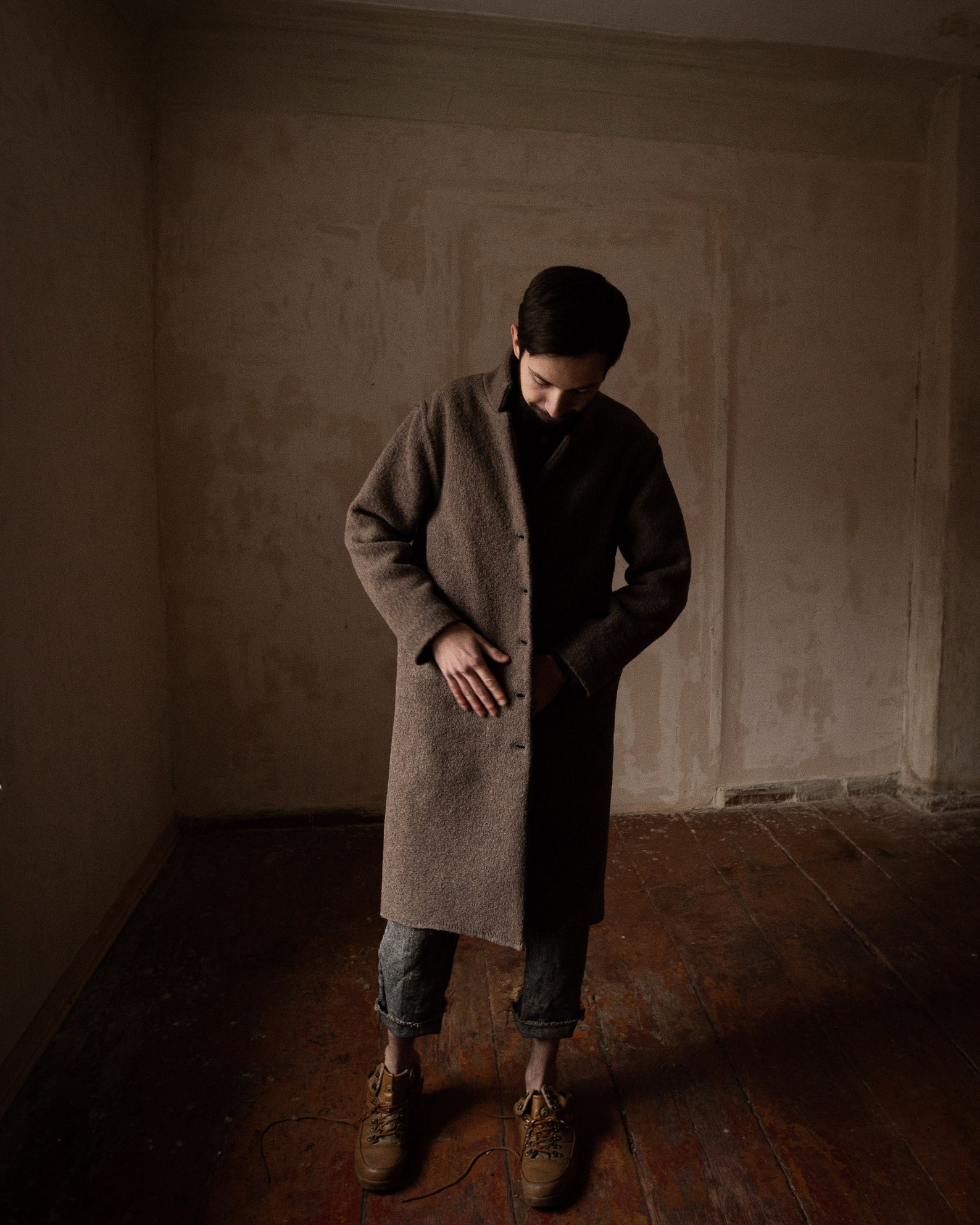 Brown Woolen Mens Coat TAIGA. Natural Wool Coat Trench Jacket - Etsy