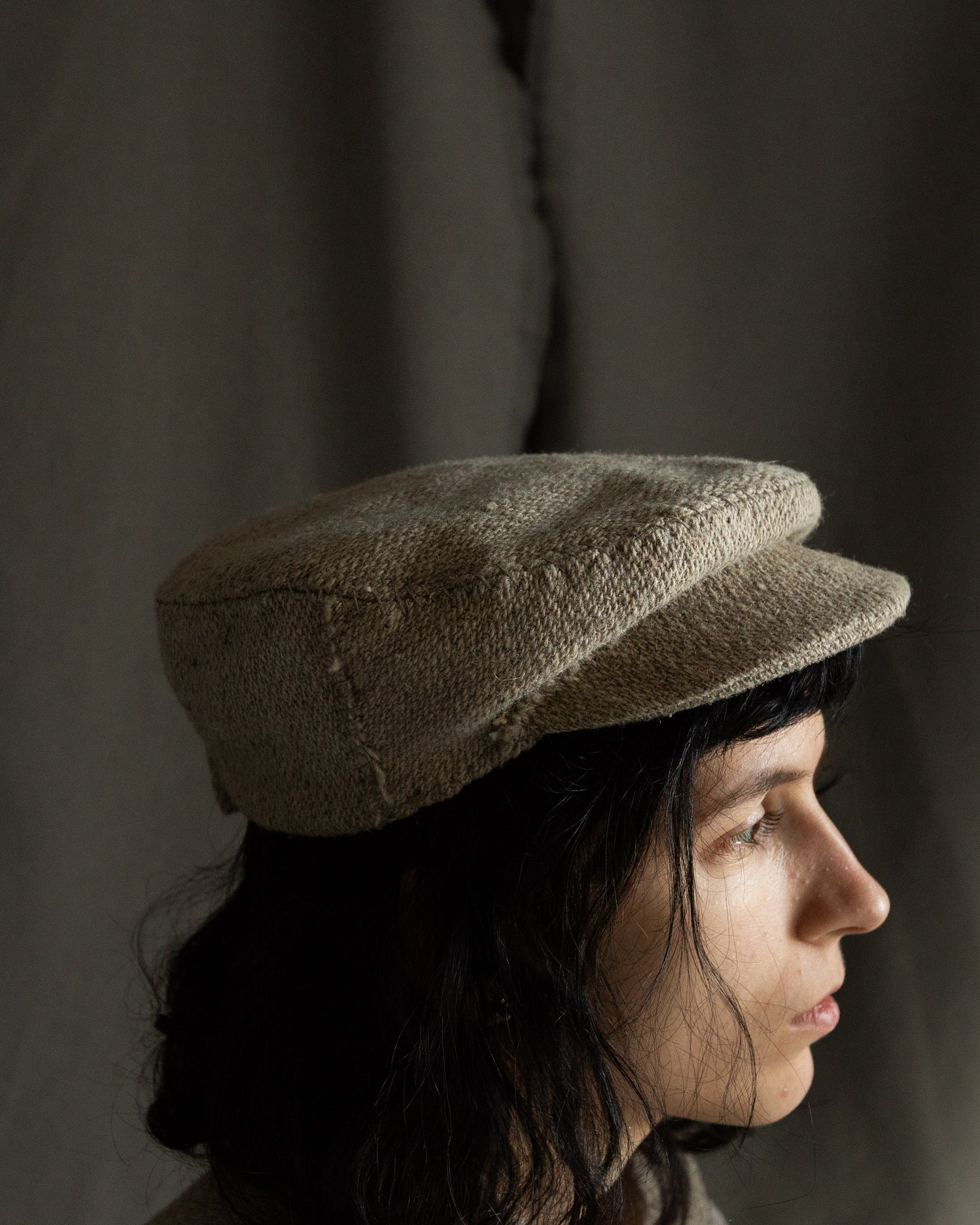 Natural grey hat GRAIN. Natural wool hemp winter cap hand | Etsy