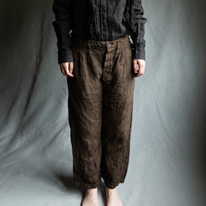 Men's Linen Natural Sackcloth Pants HEMINGWAY. Buttoned Trousers Grey ...