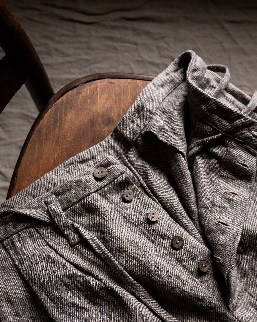 Grey Linen Pants HEMINGWAY. Buttoned Trousers Woolen Pants Linen Womens ...