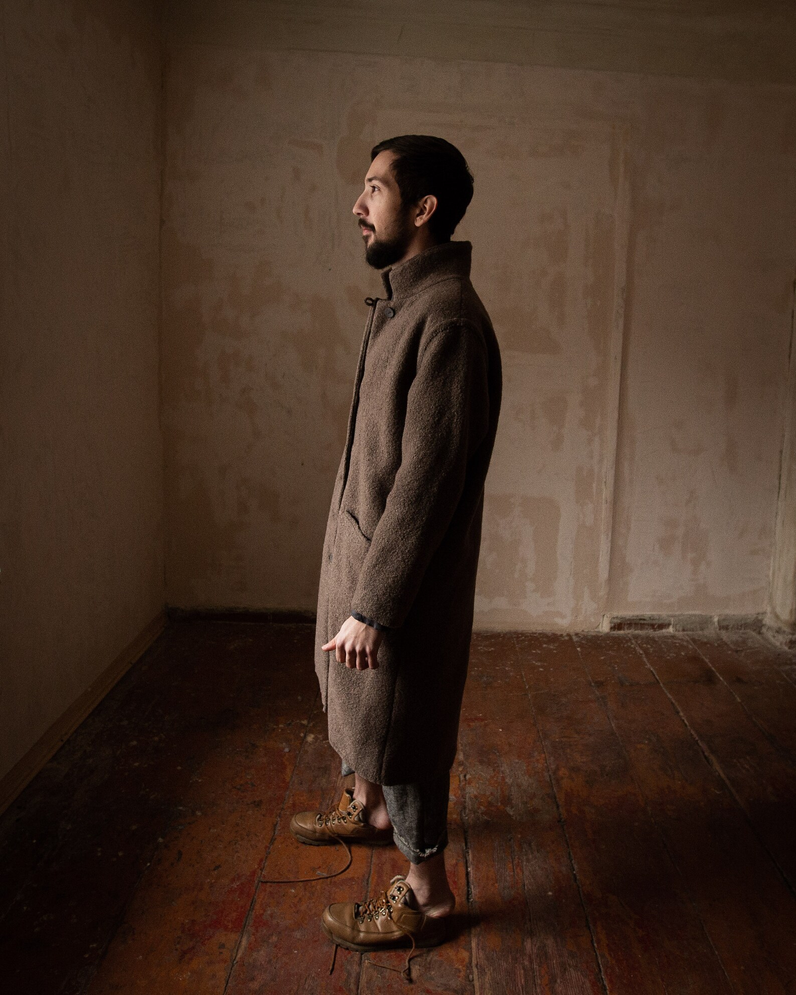 Brown Woolen Mens Coat TAIGA. Natural Wool Coat Trench Jacket - Etsy