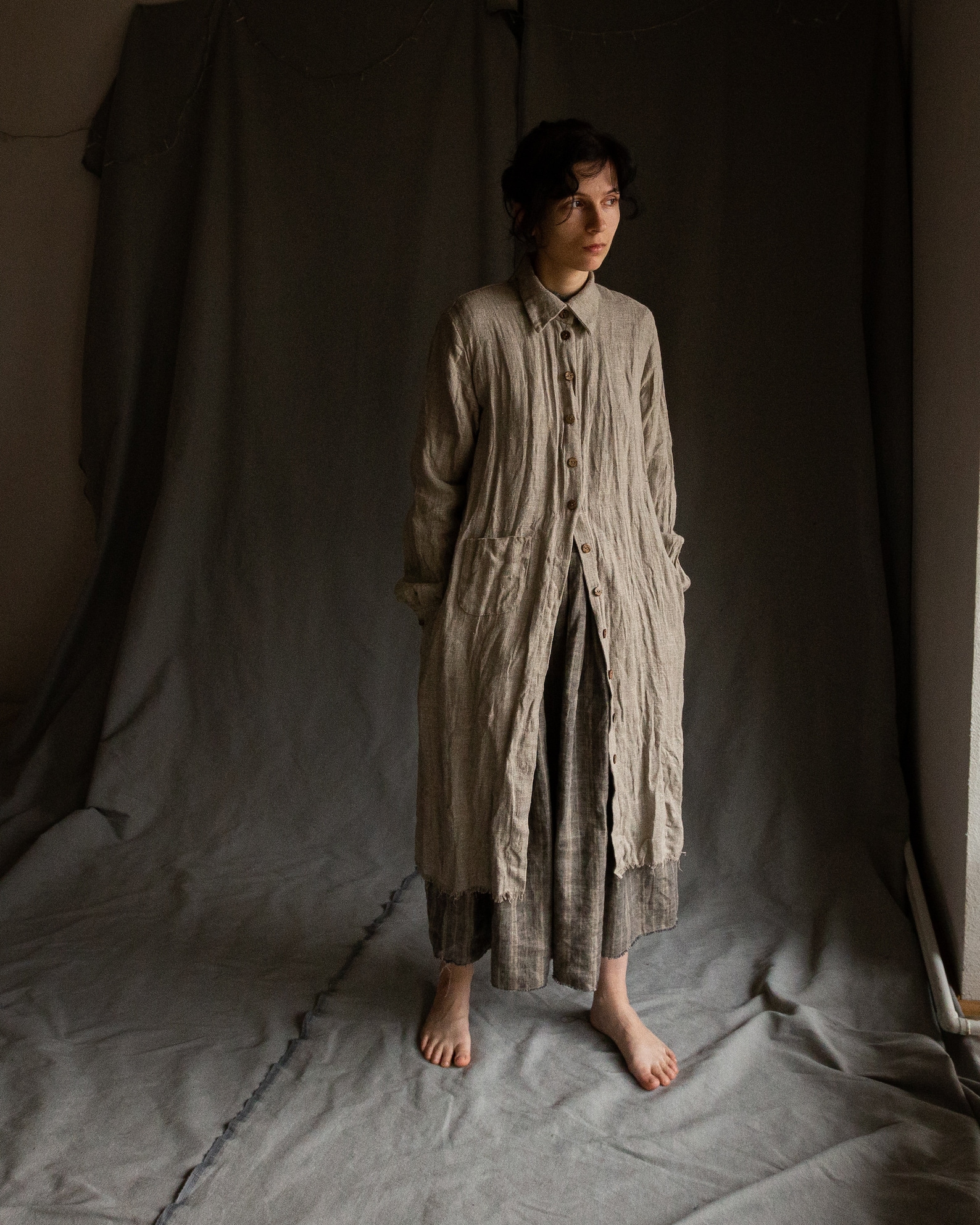 Women's Dress FOREST, Undyed Natural Grey Linen Sackcloth - Etsy