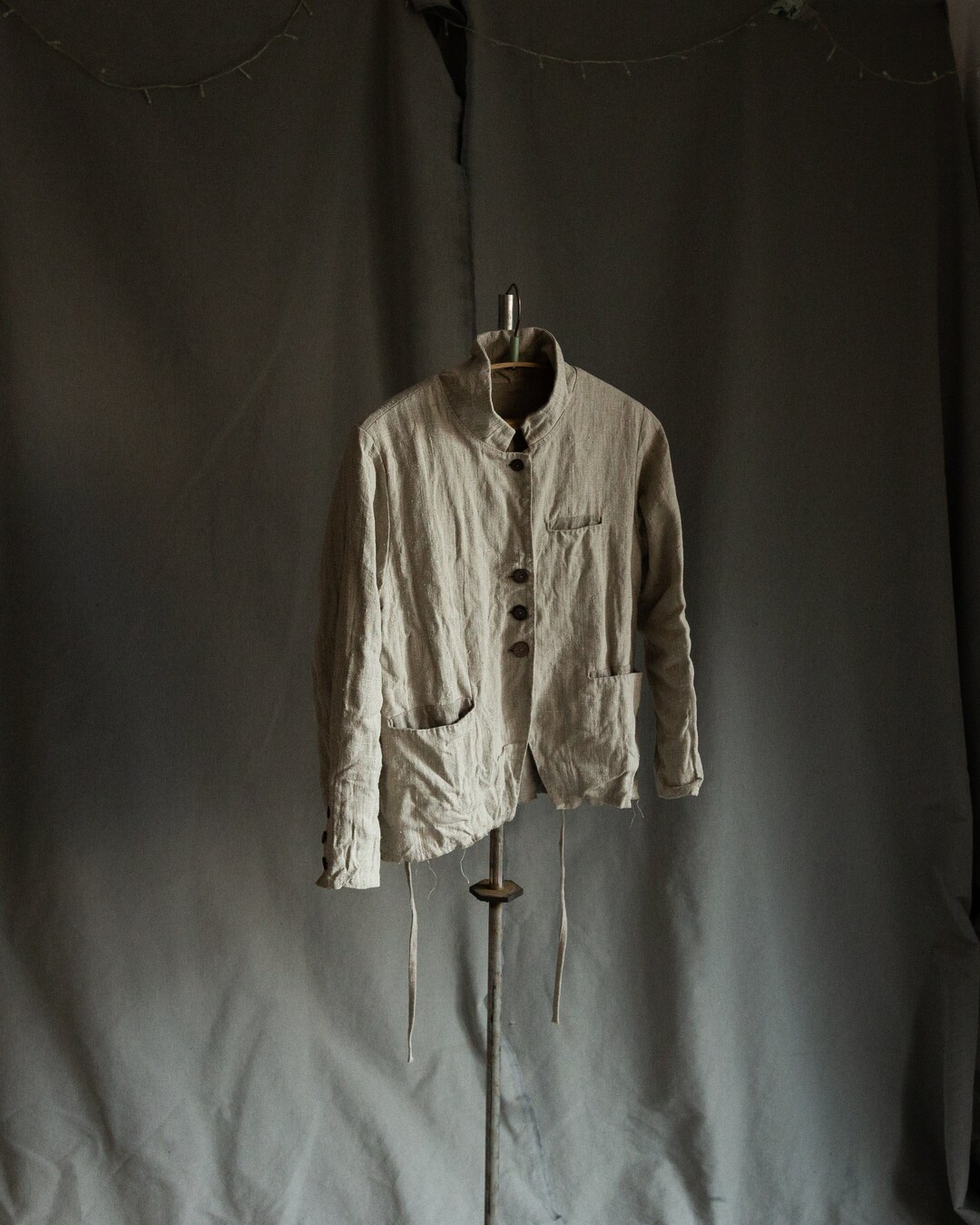 Natural Grey Linen Blazer POE. Linen Jacket Undyed Linen - Etsy
