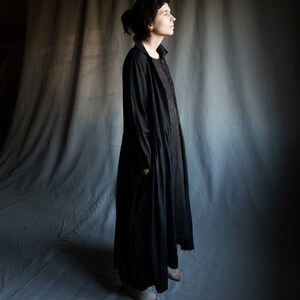 Black Linen Dress INSOMNIA. Linen Womens Clothing Duster Vintage Shirt ...