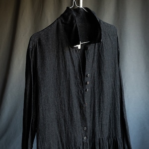 Black Linen Dress INSOMNIA. Linen Womens Clothing Duster Vintage Shirt ...