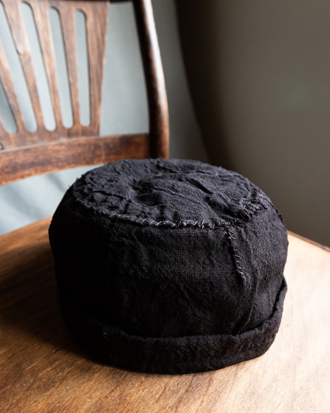 Dark Grey Linen Hat SEVER. Navy Blue Purple Hand Stitched Eco Friendly ...