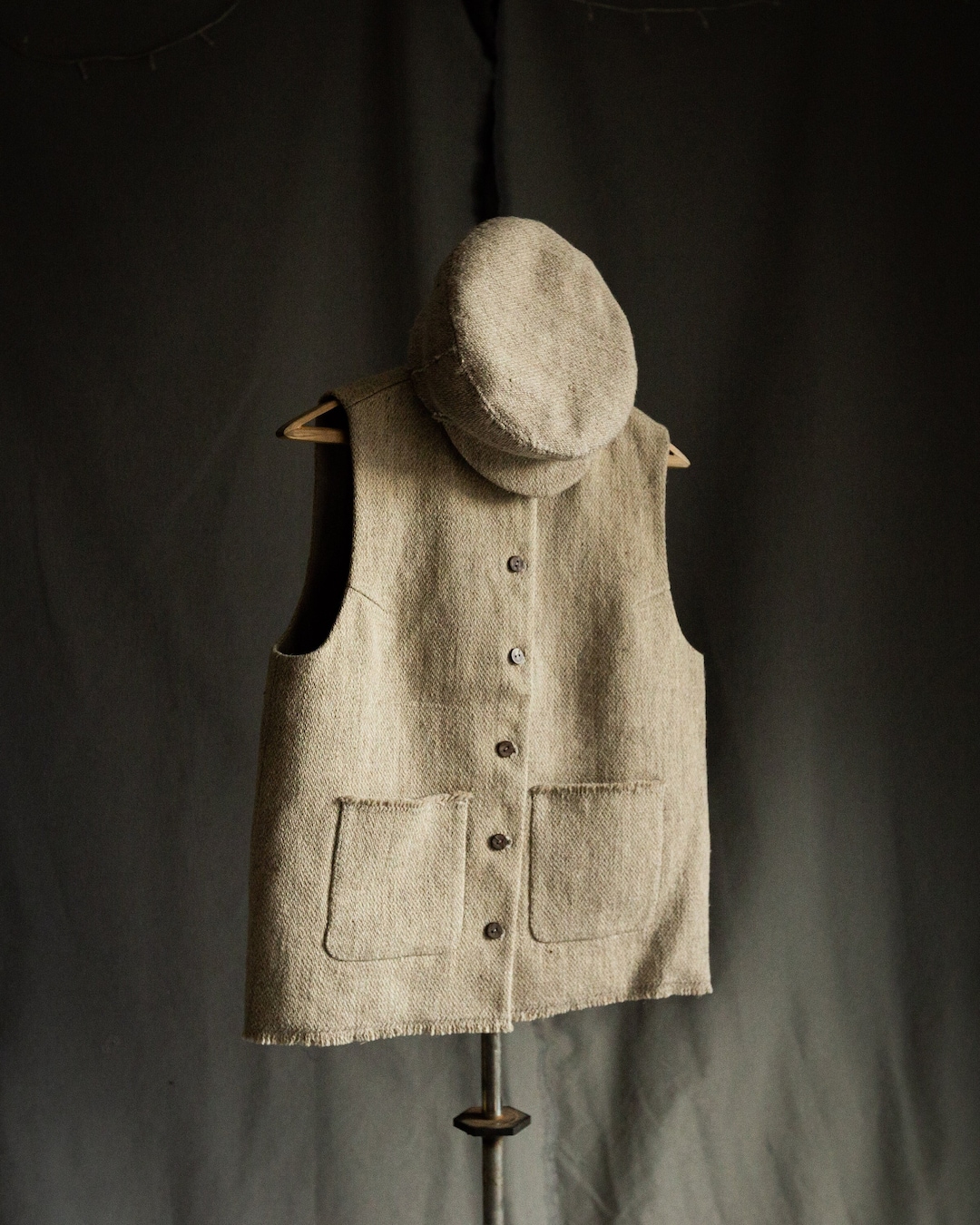 Womens Wool and Hemp Winter Vest GRAIN. Natural Grey Warm Vest Woolen ...
